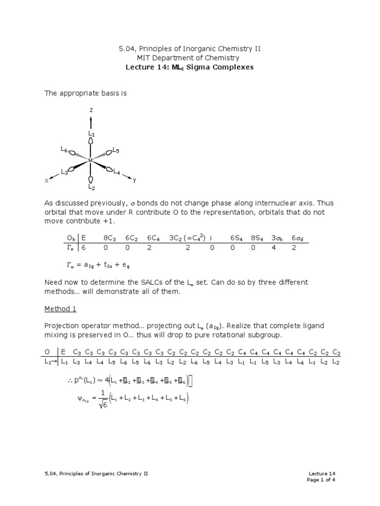 ML6 Sigma Complexes | PDF | Molecular Orbital | Theoretical Physics