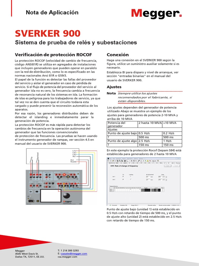 Pruebas ROCOF con SVERKER 900 | PDF | Frecuencia | Relé