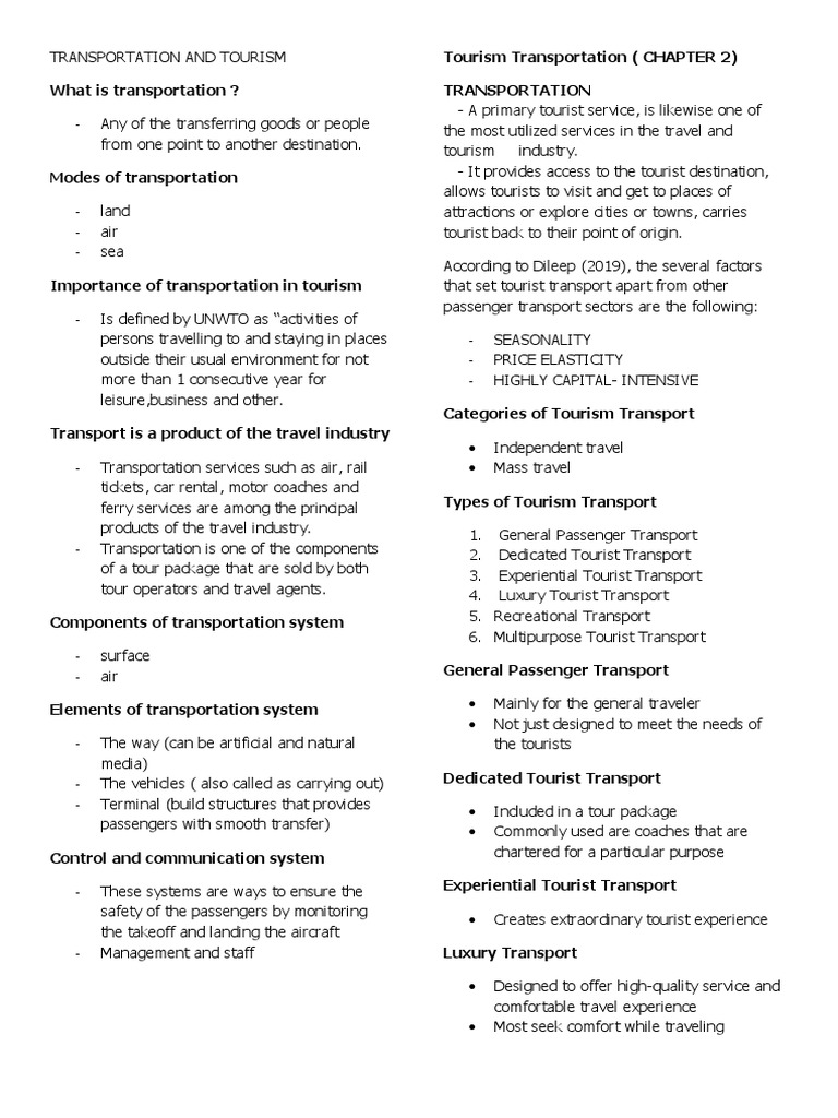 Transportation and Tourism - Reviewer | PDF | Tourism | Aircraft