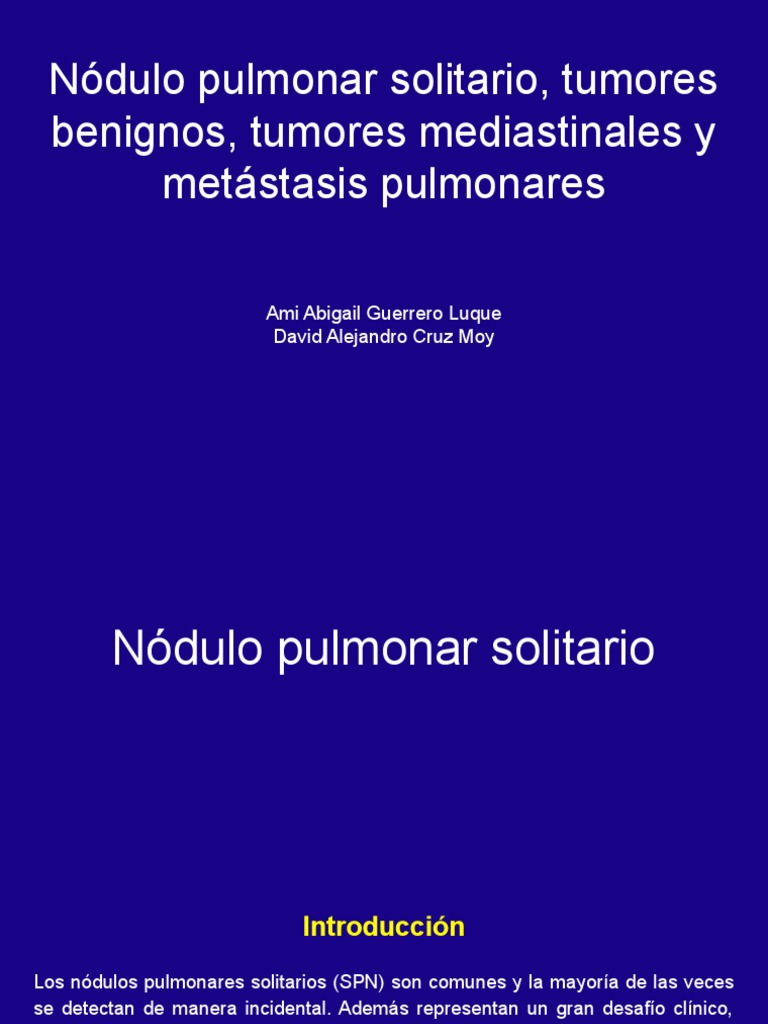 Nódulo Pulmonar Solitario: Diagnóstico y Manejo | PDF | Cáncer | Cáncer de pulmón