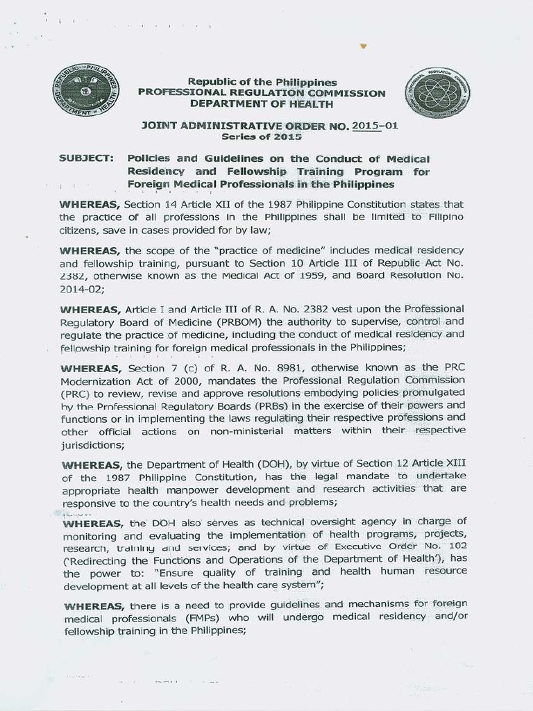 Joint Administrative Order No. 2015-01 | PDF