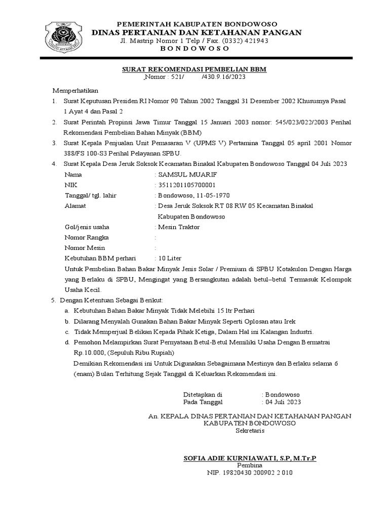 Rekom BBM New 2023 | PDF