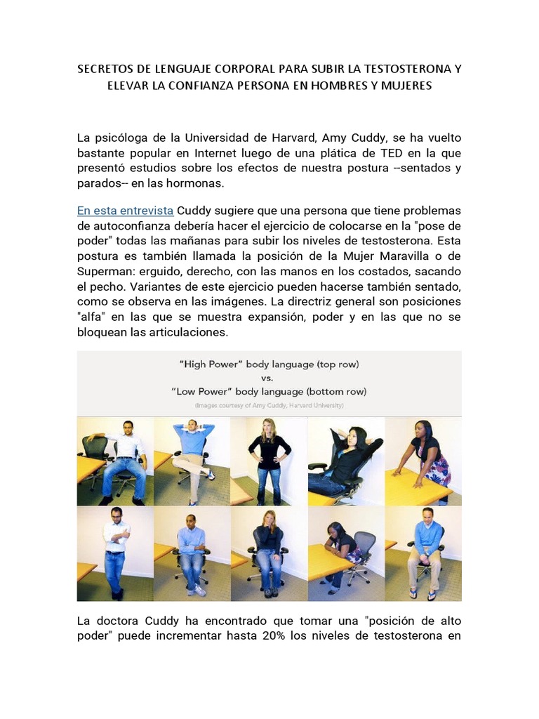 Poses de Poder | Descargar gratis PDF | Testosterona | Cortisol
