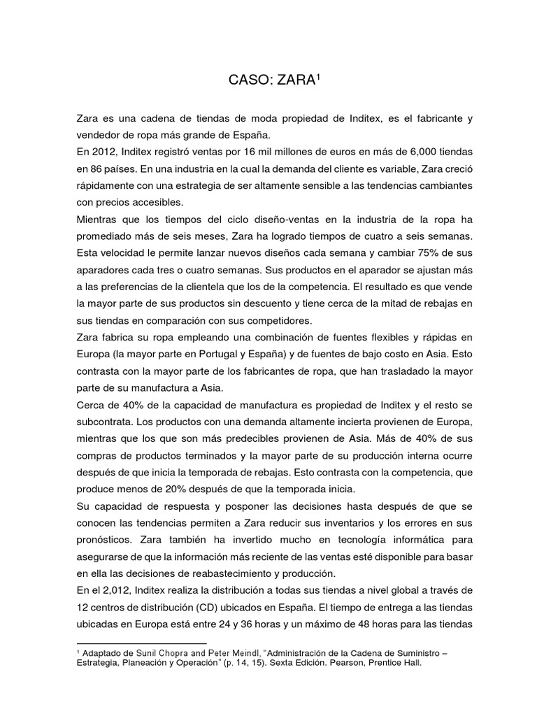 2 - Caso ZARA - Sixth Edition | PDF | Economias