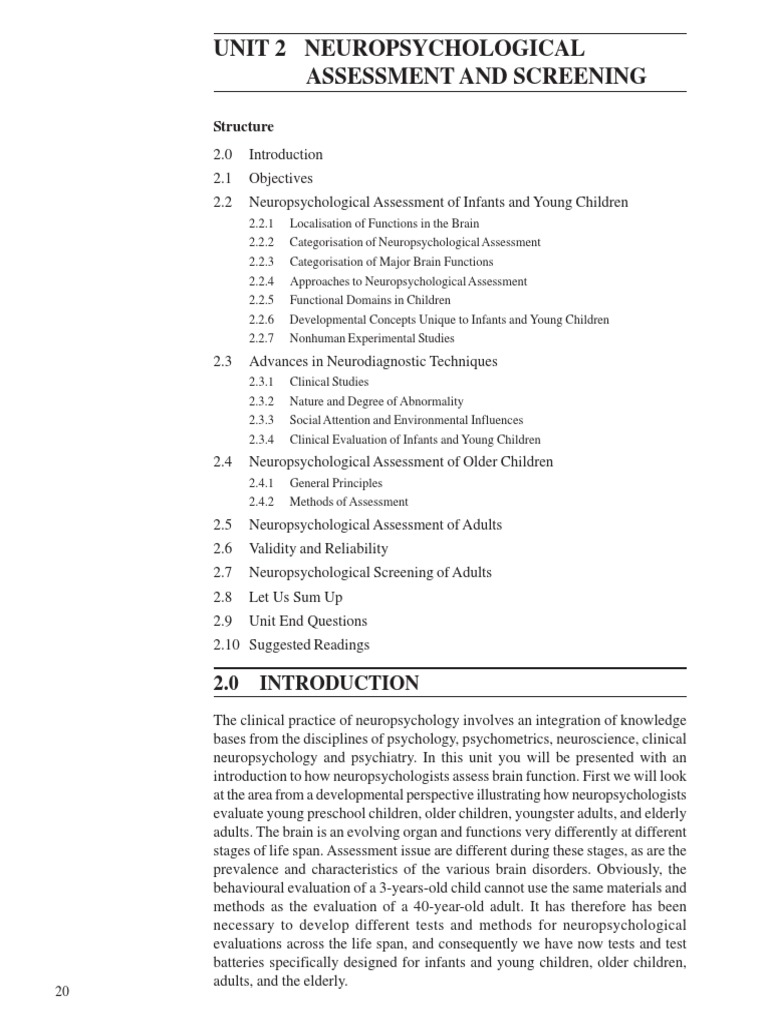 Neuropsycholgical Assessment Ignou | PDF | Neuropsychology | Attention