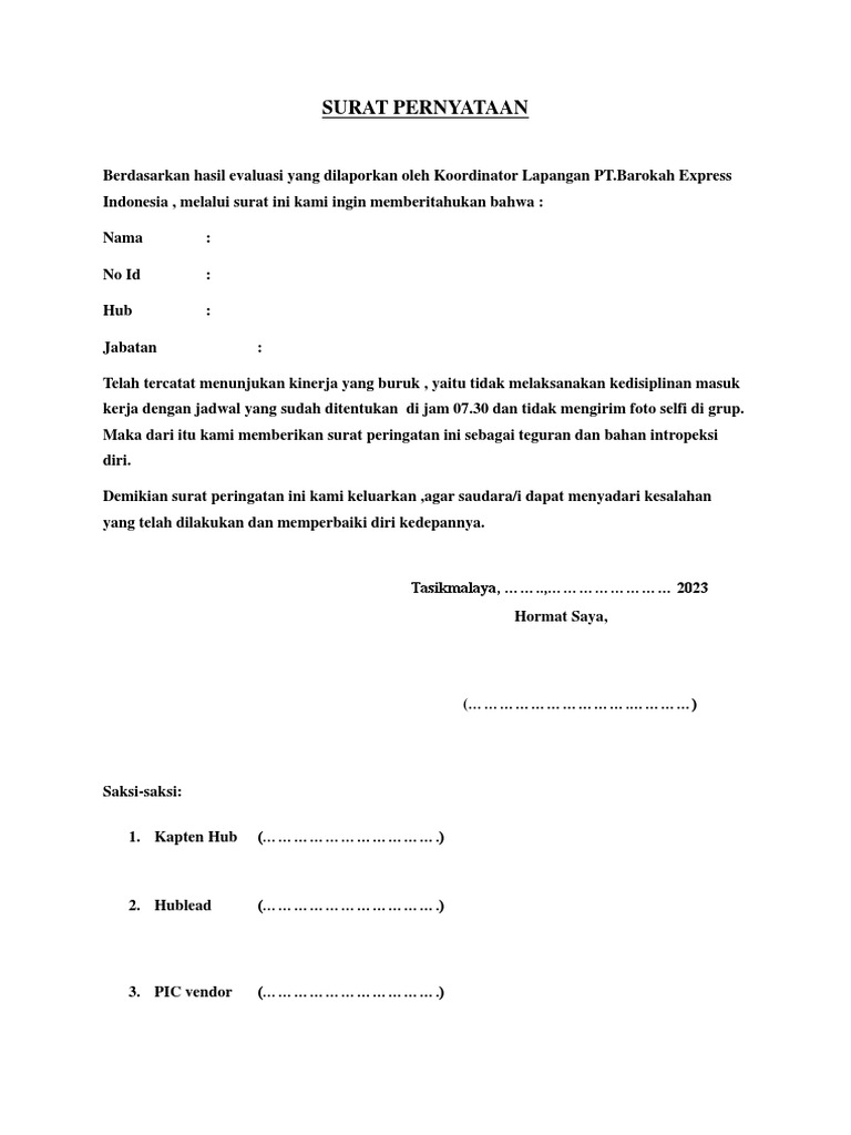 Surat Pernyataan SP 1 | PDF