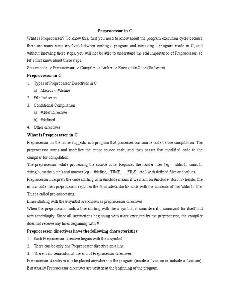 Preprocessor In C Pdf Macro Computer Science Computer Program