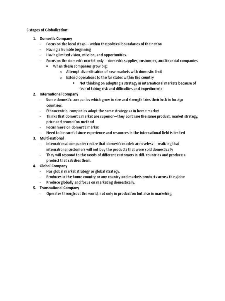 5 Stages of Globalization | PDF