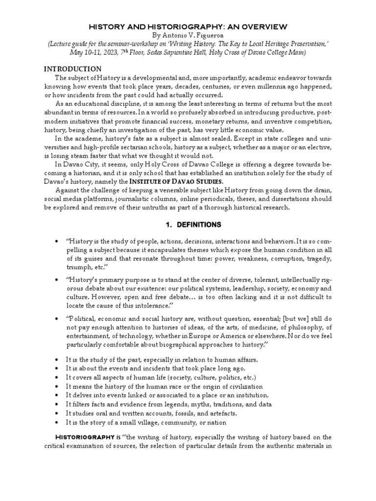 Overview of History and Historiography | PDF | Historiography | Theory