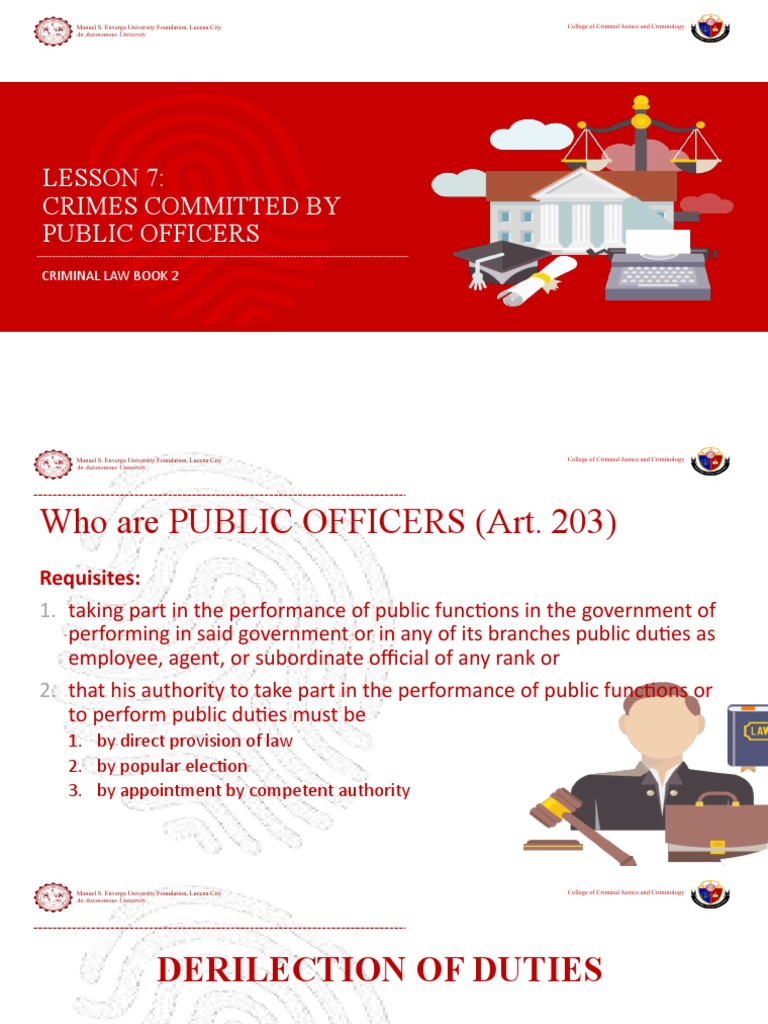 LESSON 7 Crimes Committed by Public Officers | PDF | Crimes | Crime ...