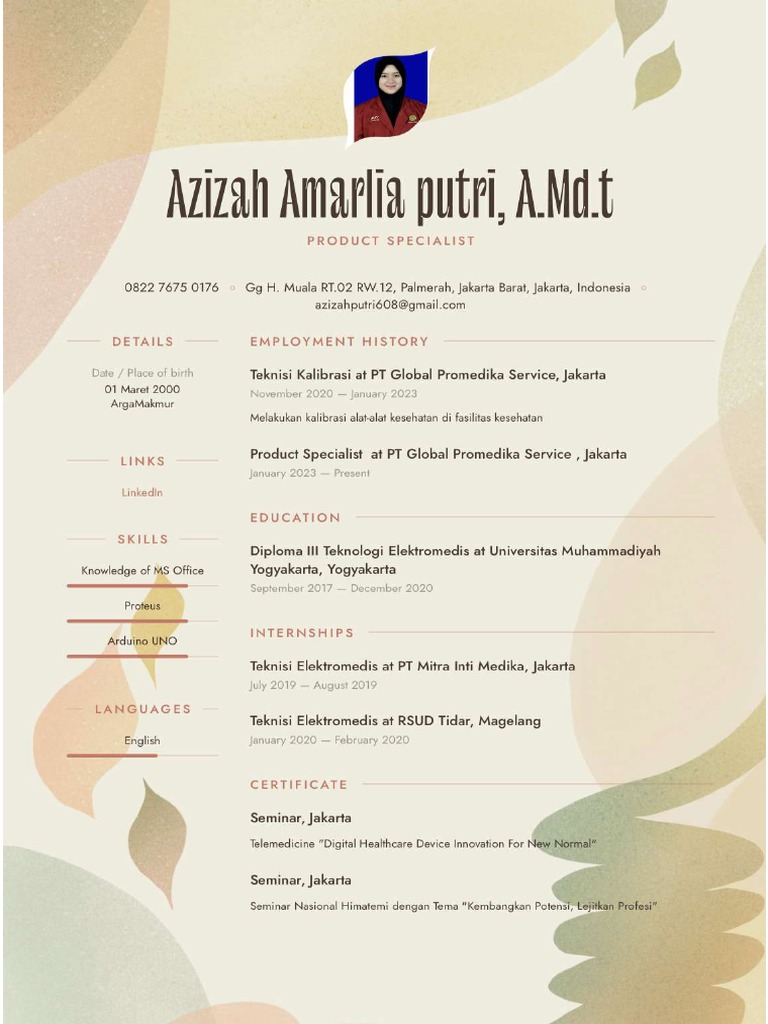 CV Azizah - Azizah Amarlia Putri | PDF
