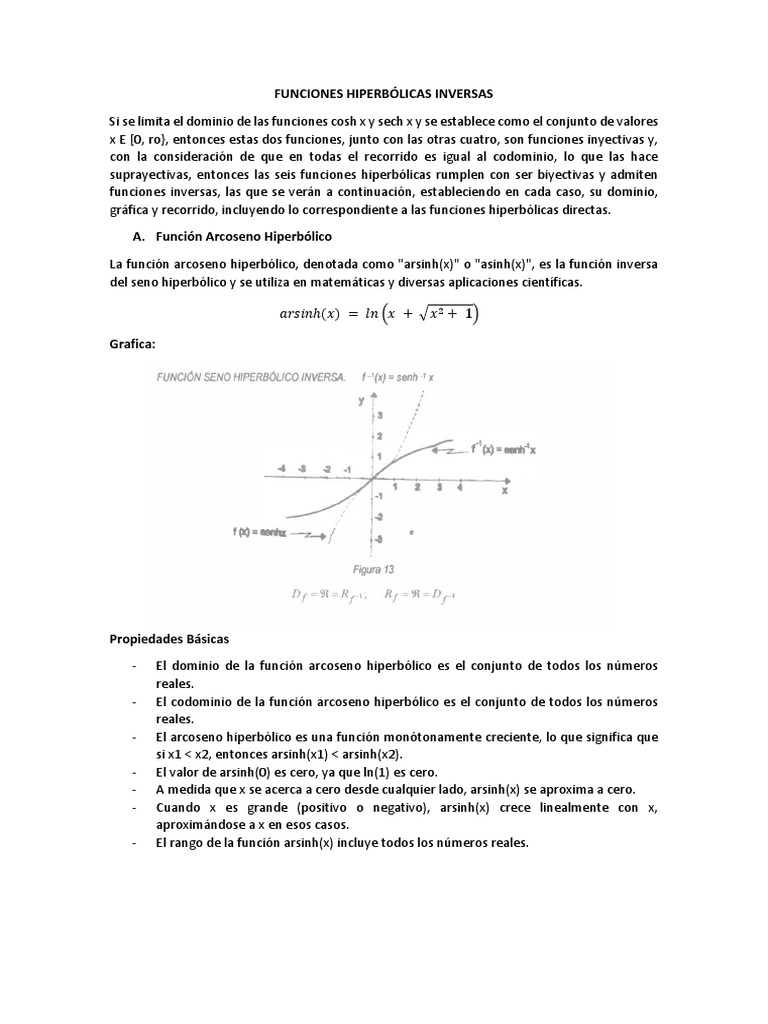 Funciones Hiperbólicas Inversas | PDF | Función (Matemáticas) | Raíz ...