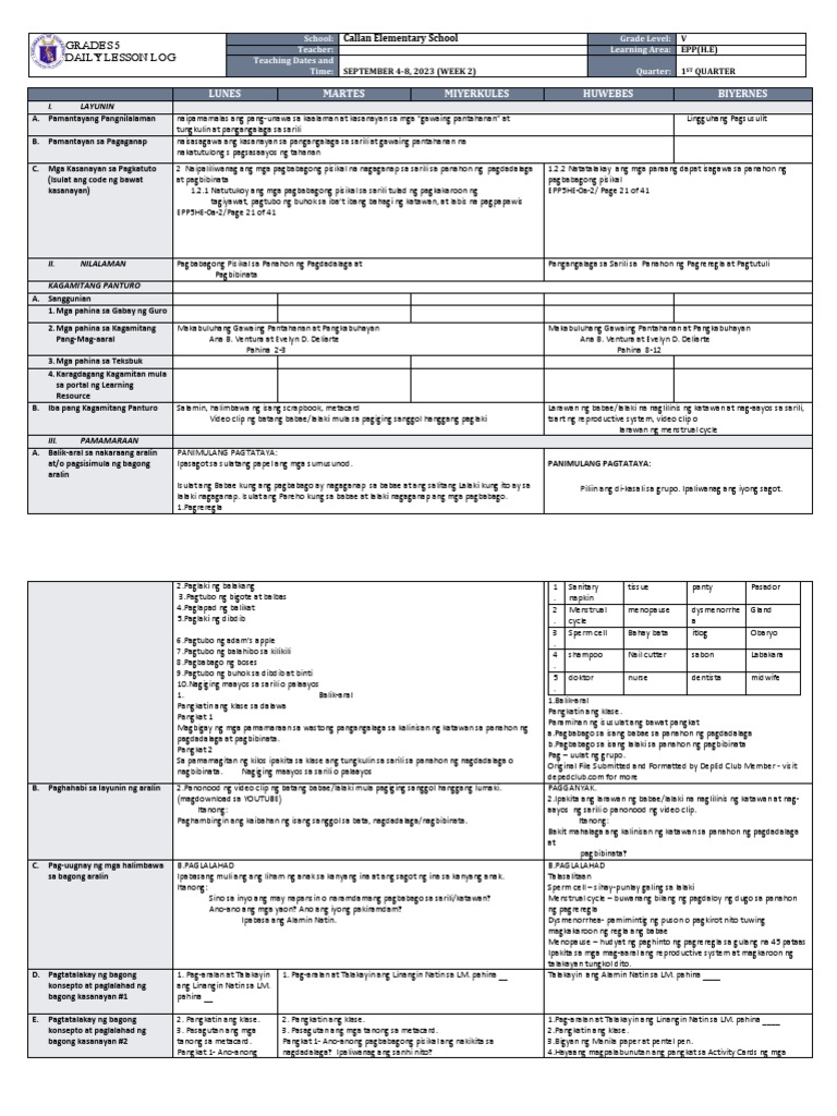 DLL - Epp 5 - Q1 - W2 | PDF