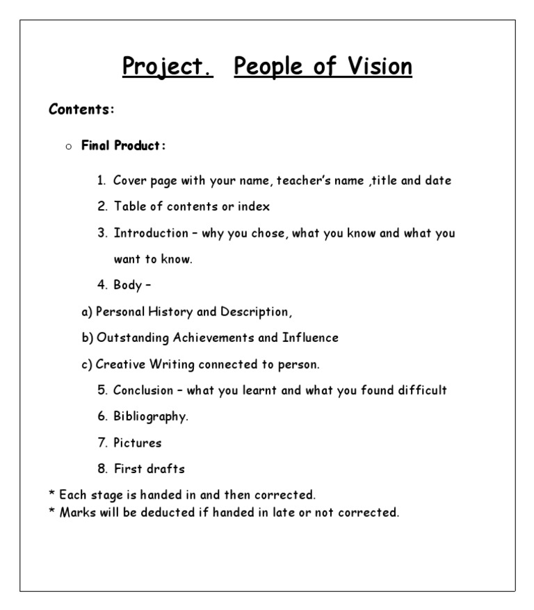 Project Guide: People of Vision | PDF