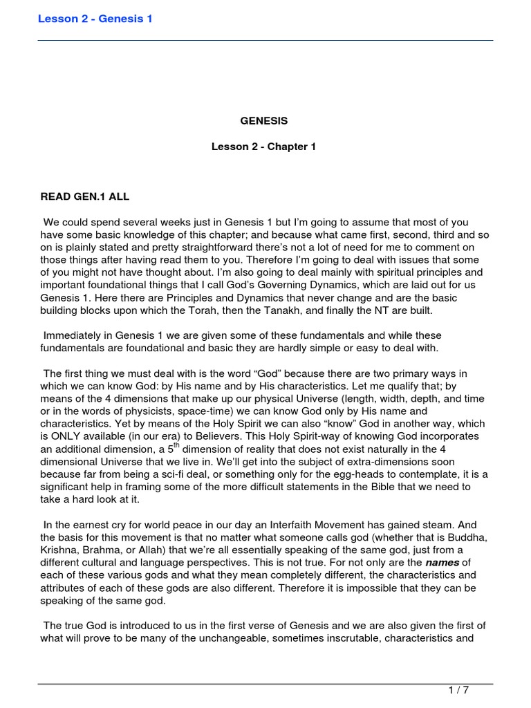 En Us Text Genesis l02 Ch1 | Download Free PDF | Genesis Creation ...