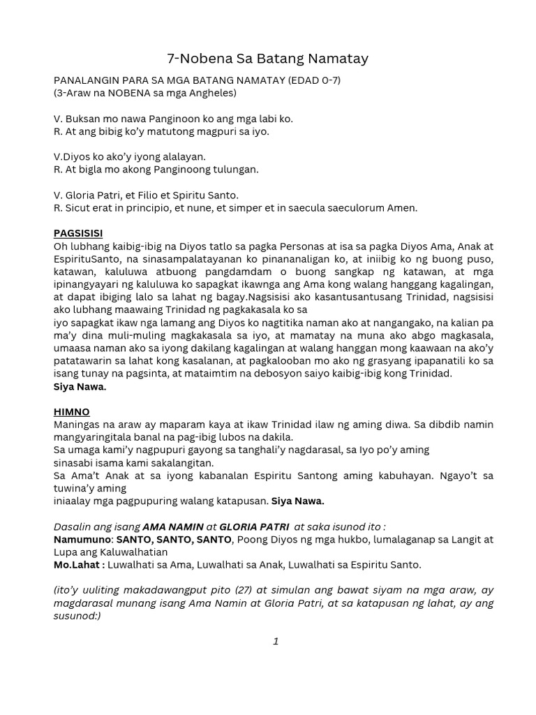 7-Nobena Sa Batang Namatay | PDF