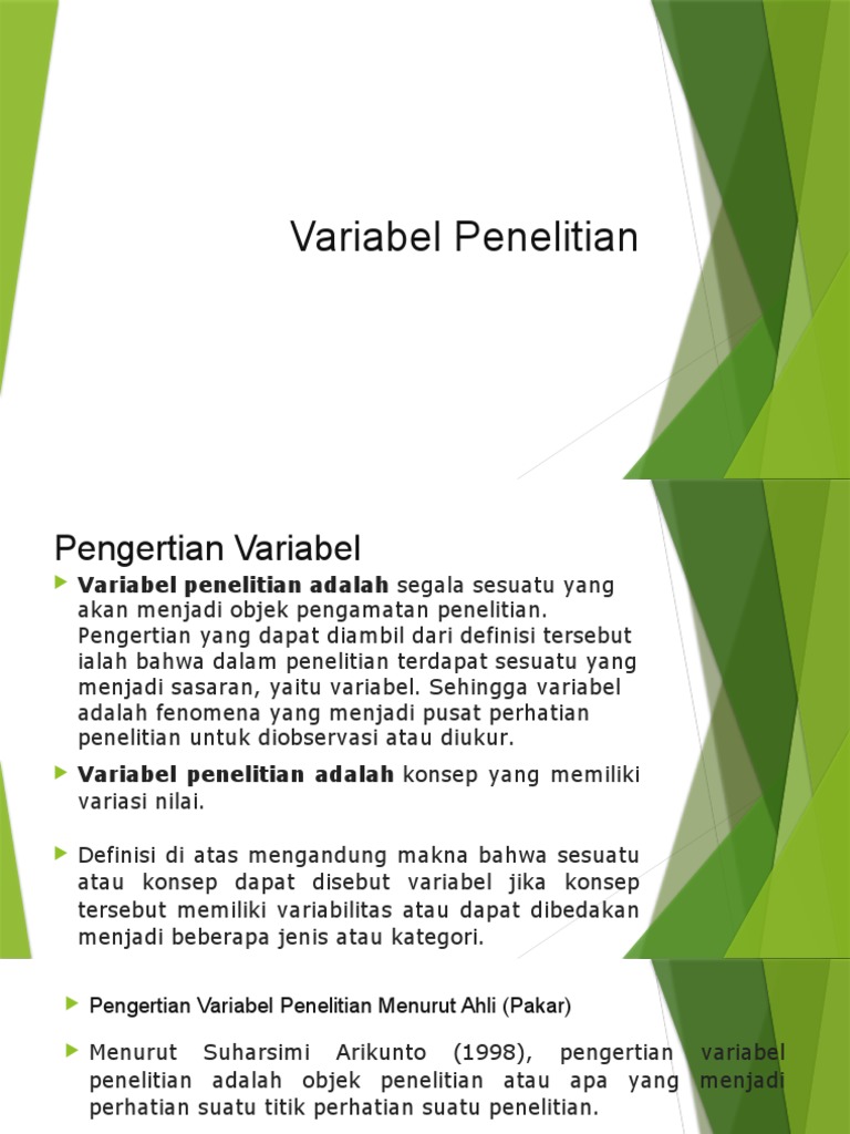 Definisi dan Klasifikasi Variabel Penelitian | PDF