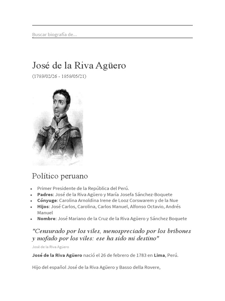 Jose de La Riva Aguero | PDF | Conflictos | Perú