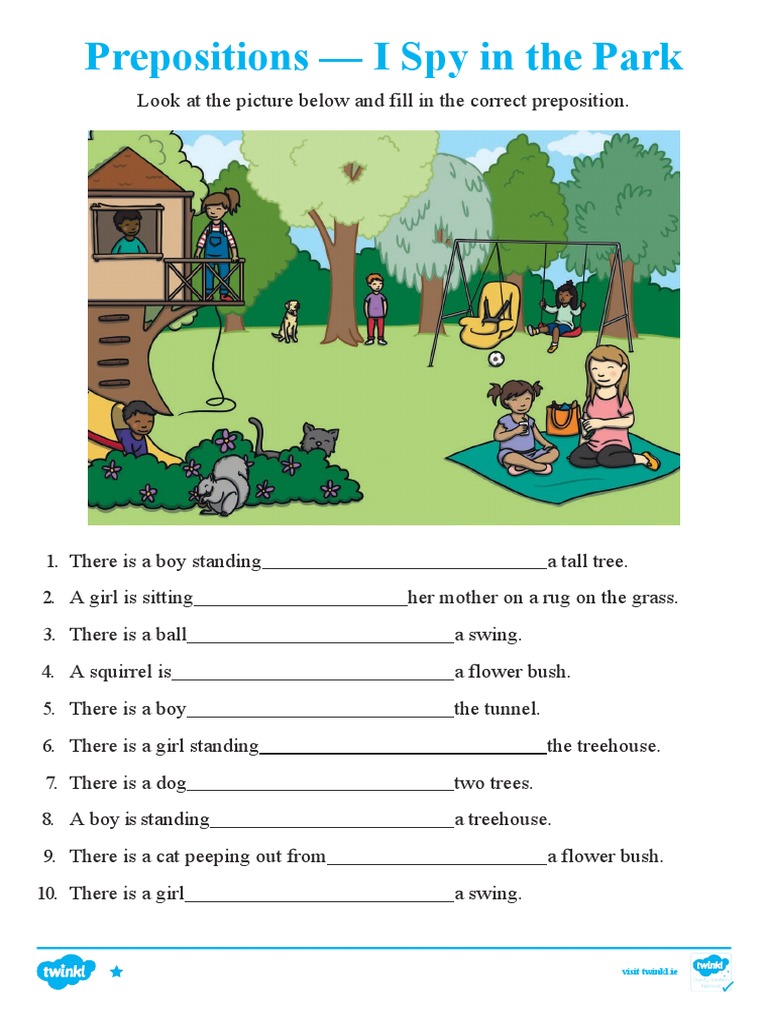 Roi L 406e Prepositions I Spy in The Park Activity Sheets Editable ...