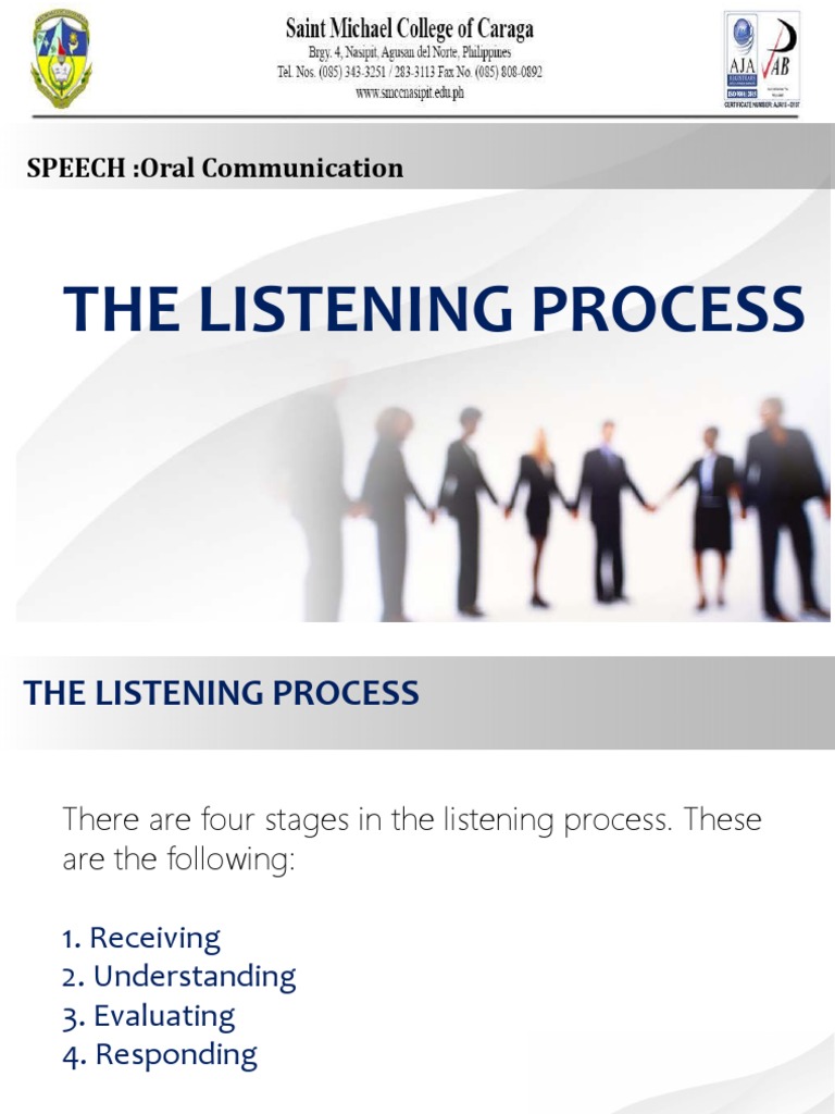 The Listening Process: SPEECH:Oral Communication | PDF