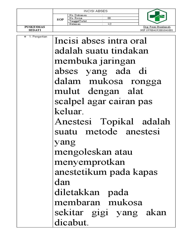 Panduan Incisi Abses Intra Oral | PDF
