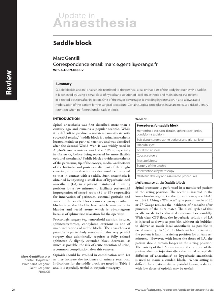 Saddle Block | PDF | Anesthesia | Surgery