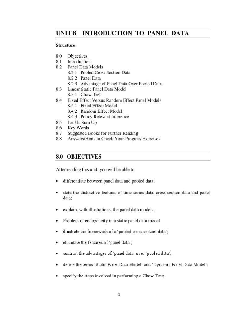 Panel Data Analysis Guide | PDF | Ordinary Least Squares | Fixed Effects Model