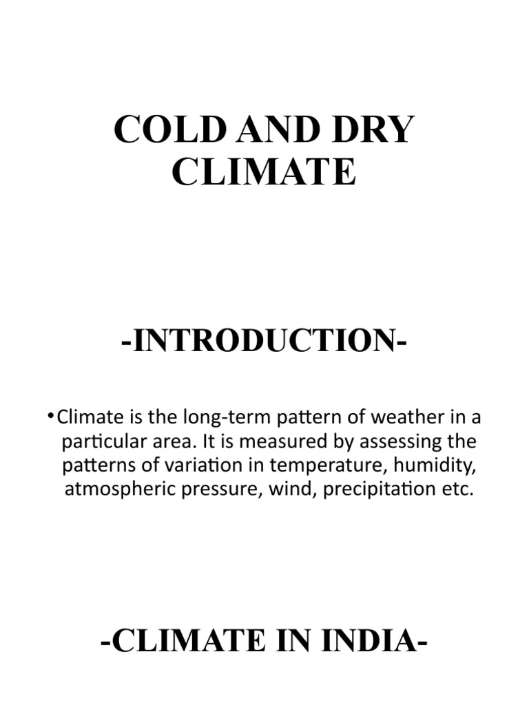 Cold and Dry Climate 5 Sem | PDF