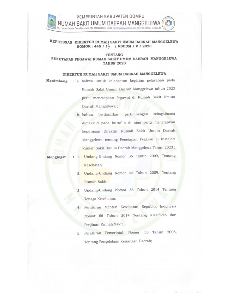 SK Penempatan Pegawai 2023 | PDF