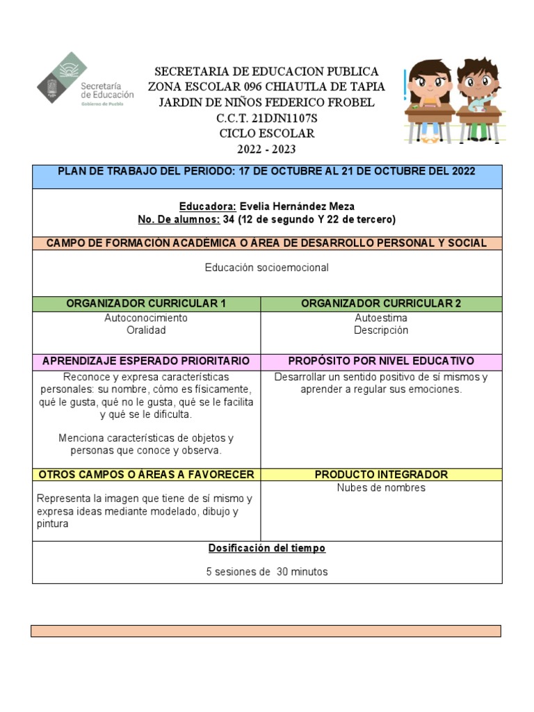 Planeacion Octubre, Caracteristicas Personales. Educacion ...