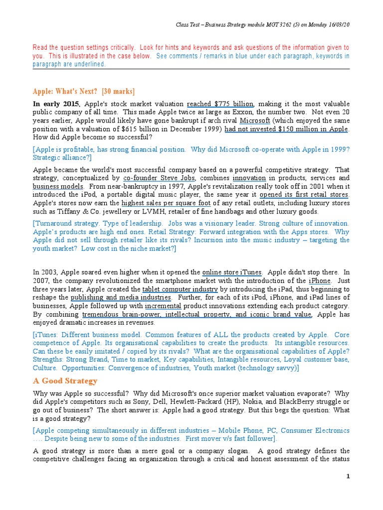 Apple Case Study Test On 16 March 2020 ...... How To Approach The Case ...