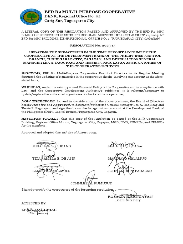 Resolution Signatories | PDF