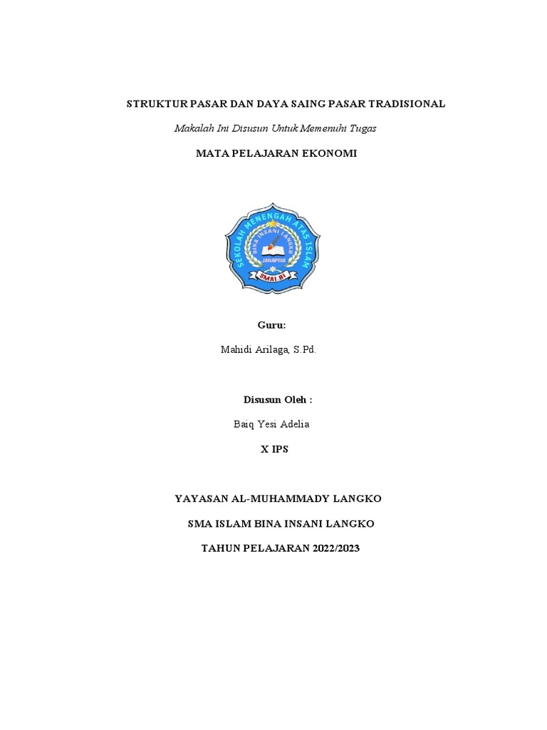 Struktur Pasar dan Daya Saing Tradisional | PDF | Pengelolaan Keuangan ...