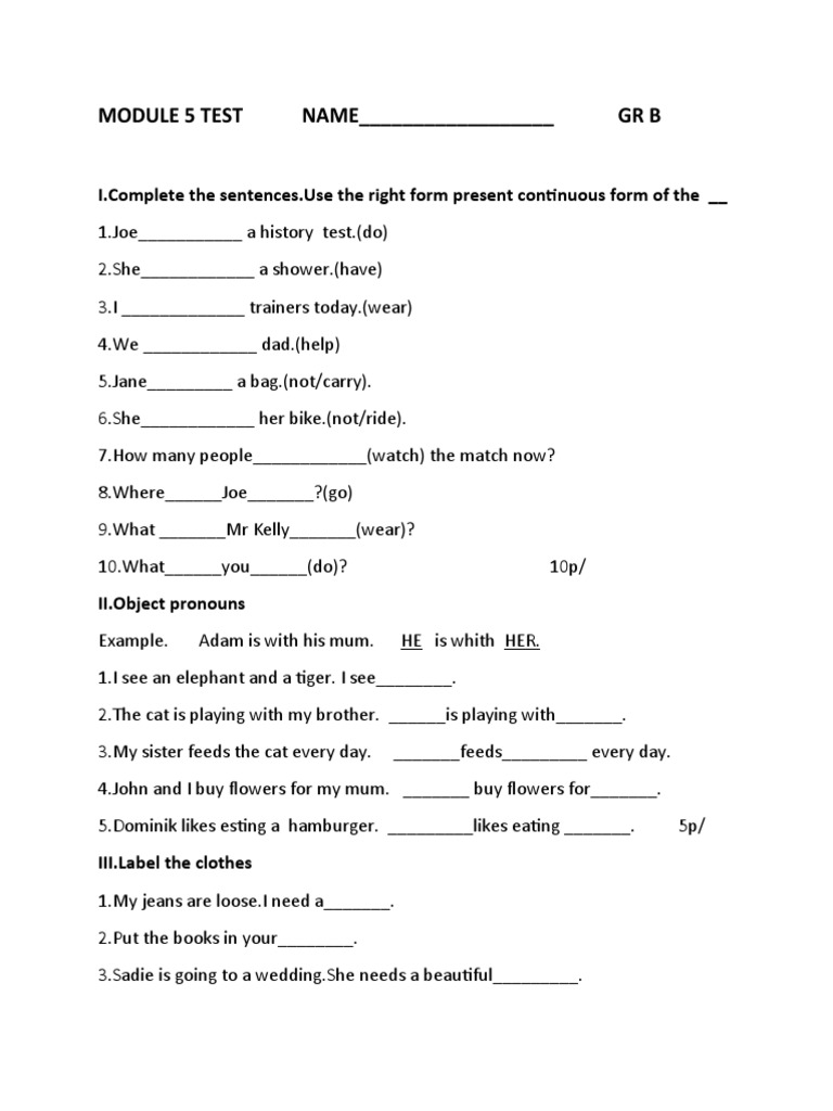 MODULE 5 TEST NAME B | PDF