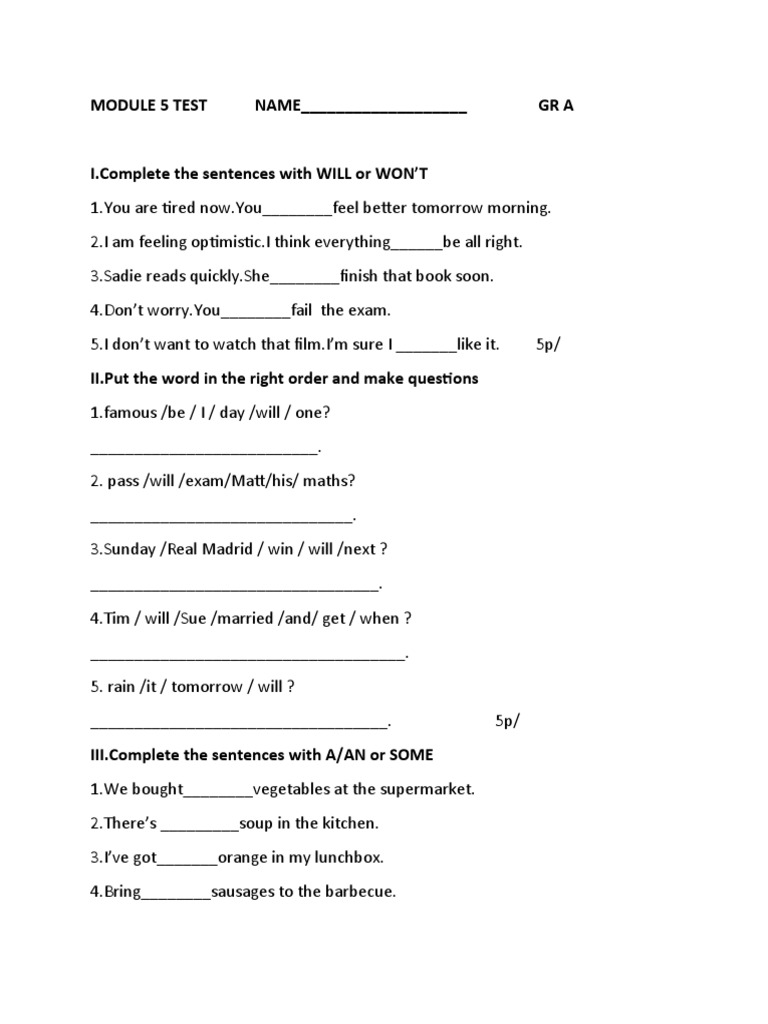 Module 5 Test KL Vii GR A | PDF