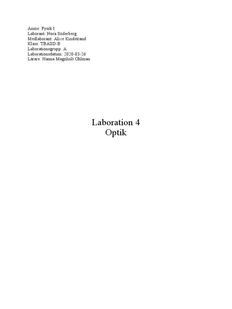 Fysik 1 Labb 4 | PDF