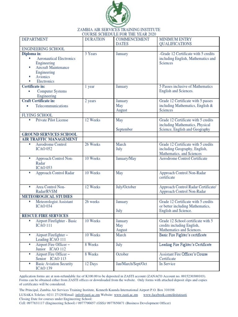 2020 Course Schedule | PDF | Air Traffic Control | Airport