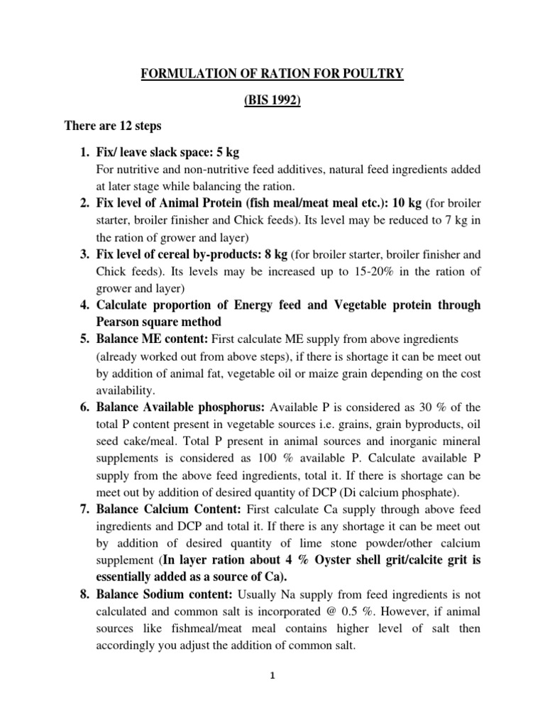 Formulation Ration Poultry Pdf Lysine Nutrients