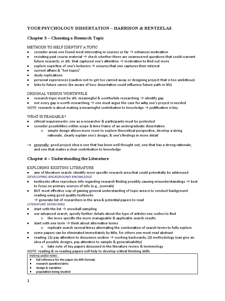 Summary Your Psychology Dissertation | PDF | Level Of Measurement ...