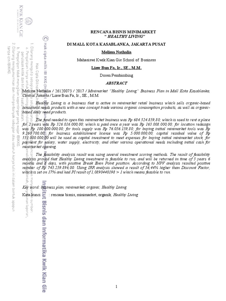 Business Plan Mini Market | PDF | Business Economics | Investing