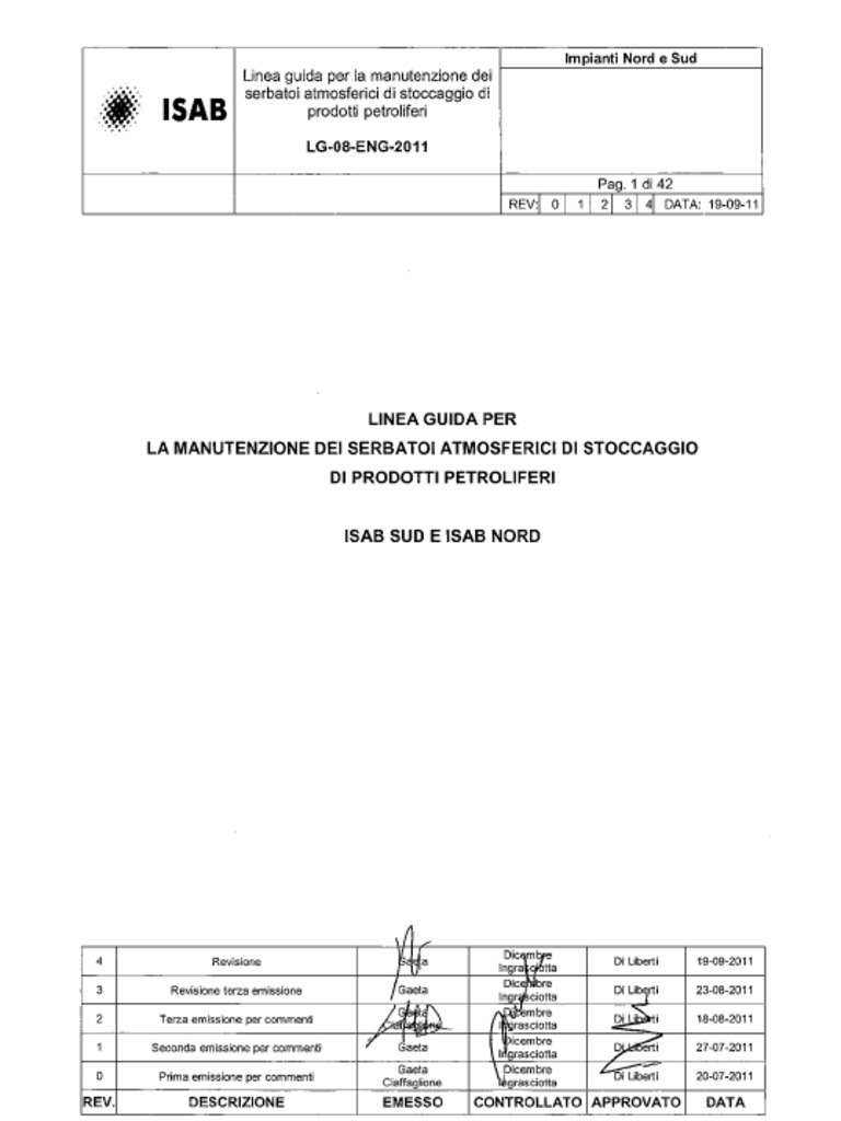LG 08 ENG 2011 Linea Guida Manutenzione Serbatoi - Rev.4 | PDF
