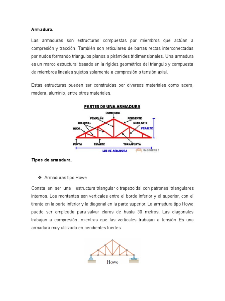 Tipos de Armaduras Estructurales | PDF | Braguero | Viga (Estructura)