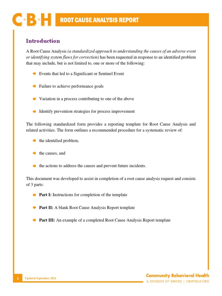 CBH Template Root-Cause-Analysis 2021-09 | PDF | Nursing | Electronic ...