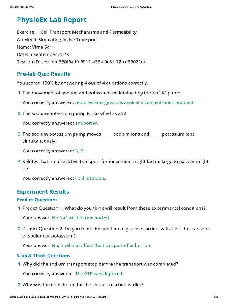 Virna - PhysioEx Exercise 1 Activity 5 | PDF | Sodium | Chloride