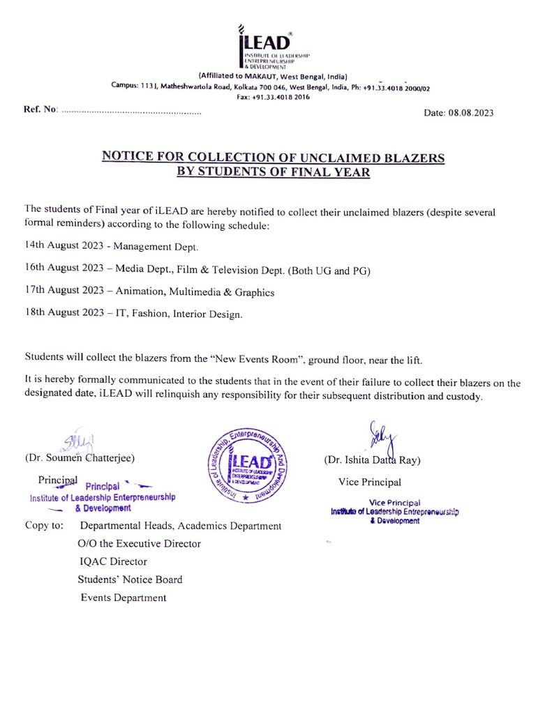 Blazer Distribution Notice | PDF