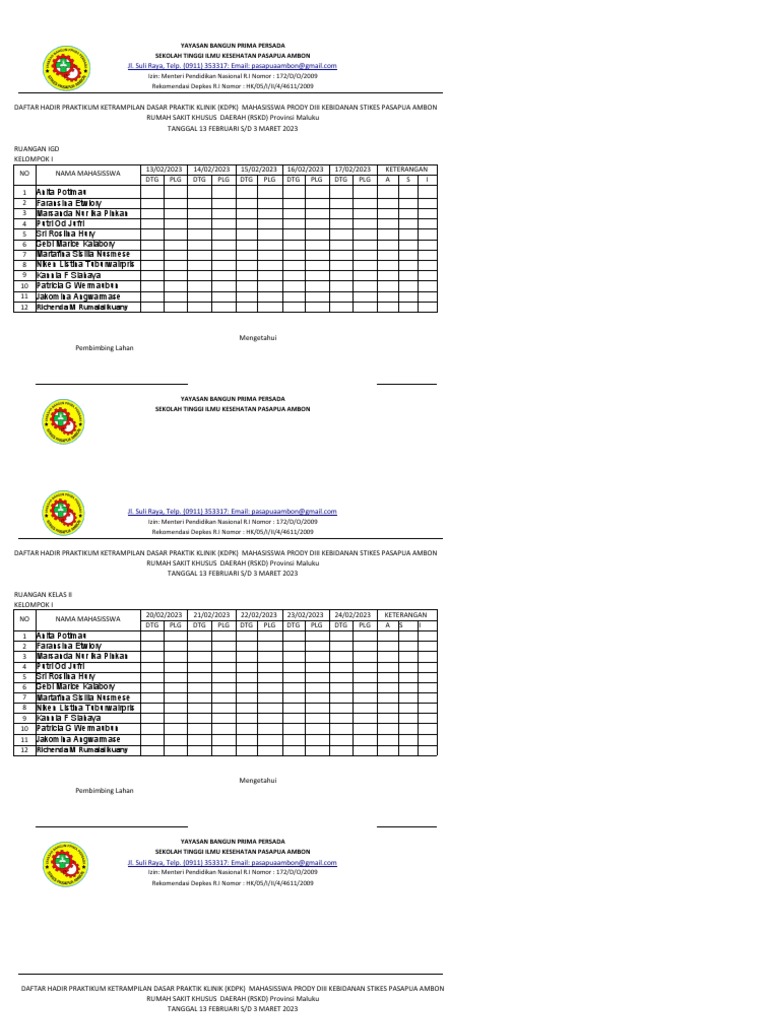 Absen PKK 2 Dan 3 GPM | PDF