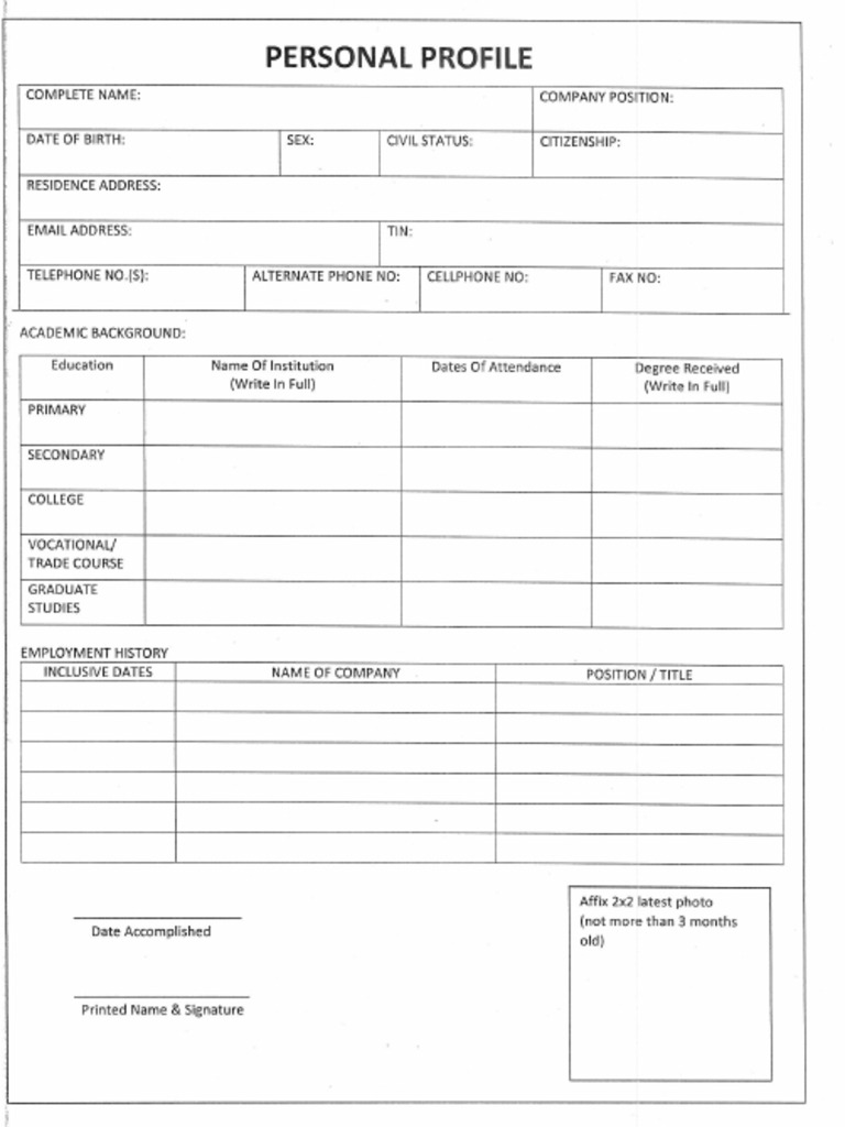 Personal Profile 1 | PDF