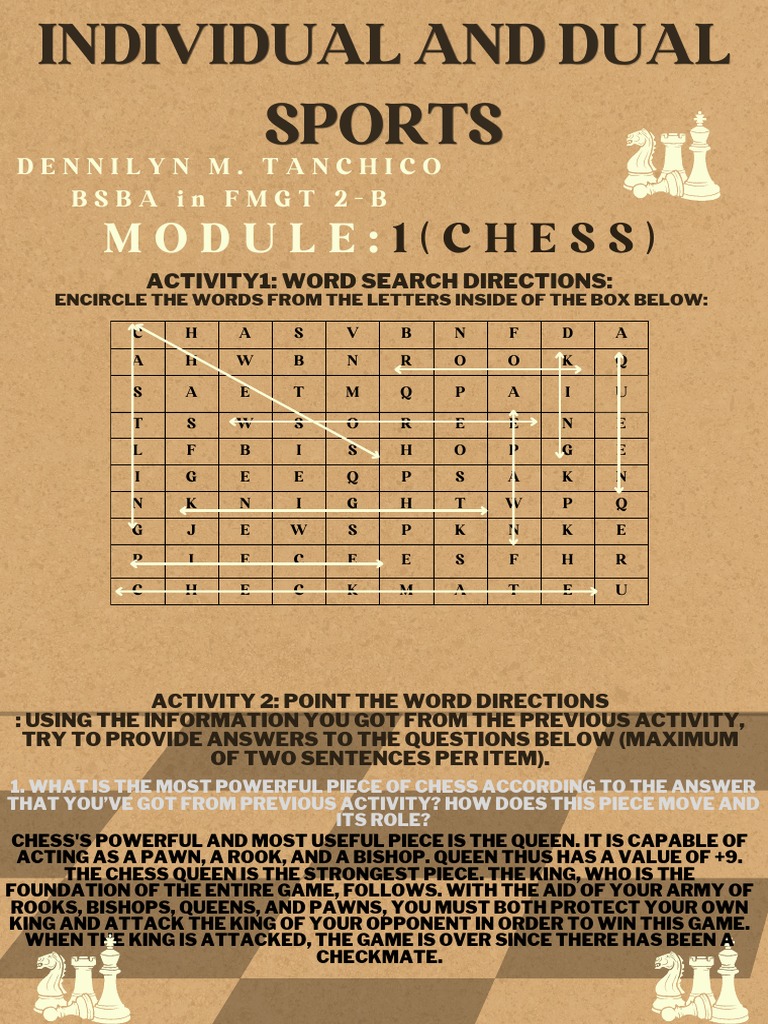 Individual and Dual Sports Module 1 | PDF | Chess | Game Theory