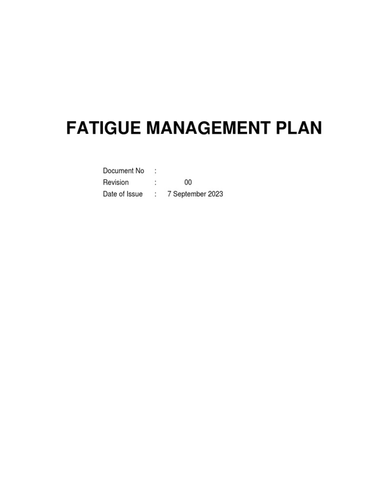 H&S - Fatique Management Plan - Rev 00 - 18 Oct 2021 | PDF | Sleep ...