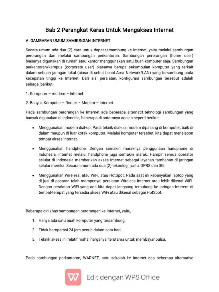 Bab 2 Perangkat Keras Untuk Mengakses Internet Nisa Nhaera | PDF